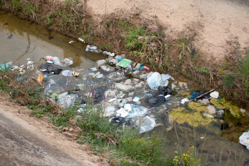 Polluted Water and Garbage in Channel Stock Photo - Image of sewage ...