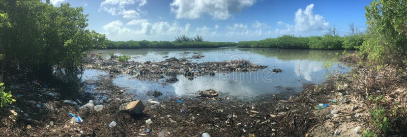 Polluted Wetlands with Plastic Waste and Debris in Mangrove Ecosystem ...