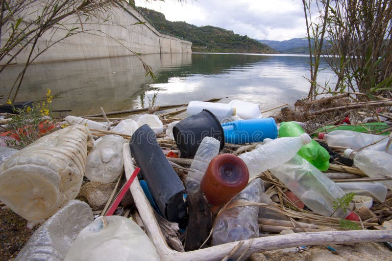 Garbage in lake stock image. Image of pollution, lake - 6520915