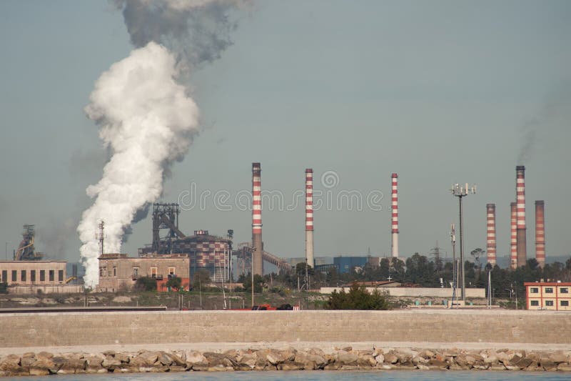 Factory with air pollution stock image. Image of chemical - 49864471