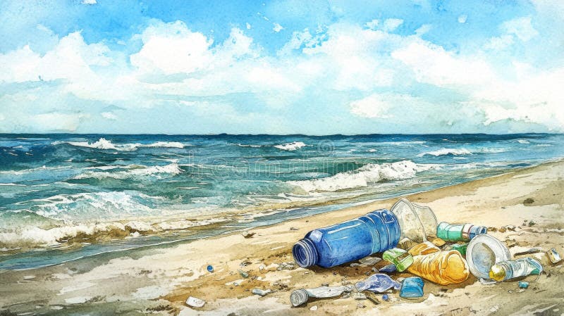 Pollution on Beach: Plastic Waste and Marine Environment Impact Stock ...
