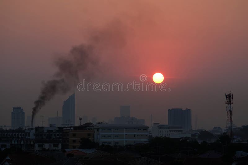 Pollution in big town. stock photo. Image of energy, smoke - 85992406