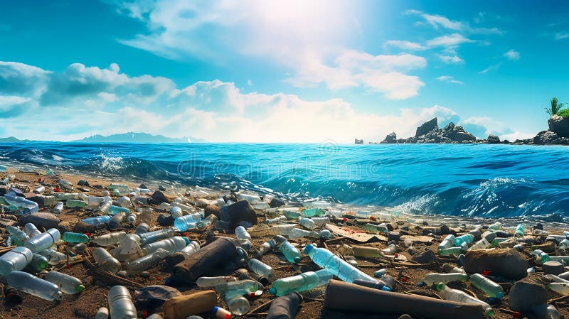 Pollution of Coastline of Sea, Beach by Plastic Garbage. Problem with ...