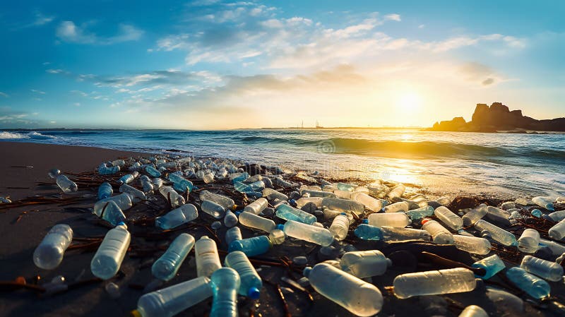 Pollution of Coastline of Sea, Beach by Plastic Garbage. Problem with ...