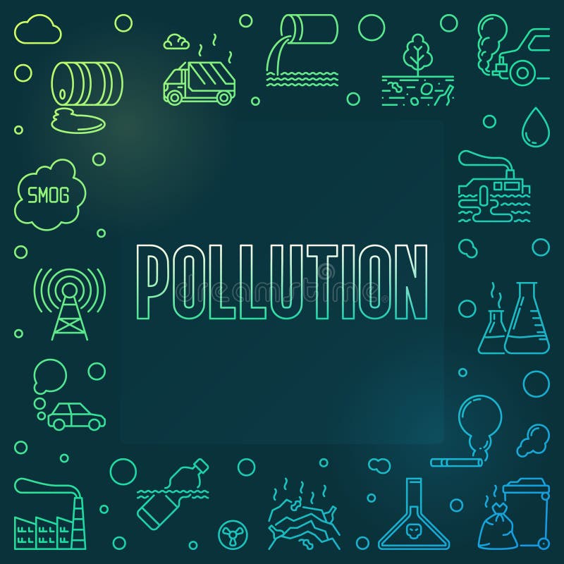 Pollution Concept Colored Modern Frame. Vector Linear Illustration ...
