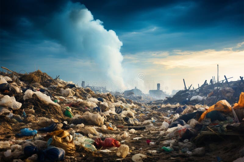 Pollution Concept Visualized through a Towering Garbage Pile in a ...
