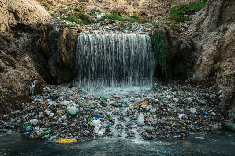 Pollution Crisis Facing Waterfalls Surrounded by Plastic Waste ...