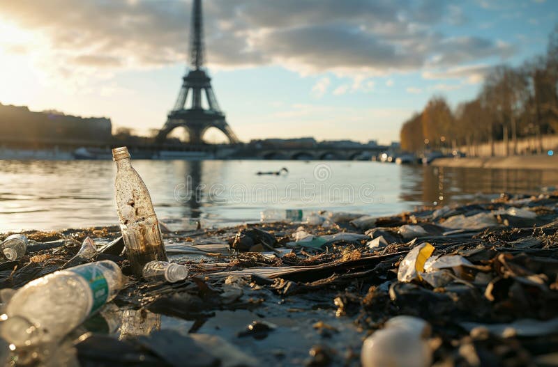 Pollution and Eiffel Tower at Sunset Stock Photo - Image of ...