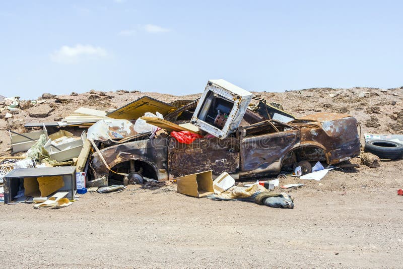 Pollution by Garbage and Old Rusty Stock Image - Image of spain ...