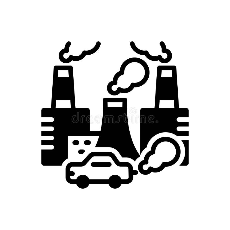 Black Solid Icon for Pollution, Contamination and Factory Stock Vector ...