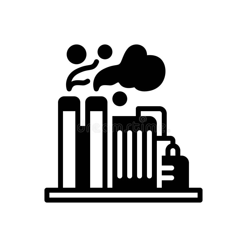 Black Solid Icon for Pollution, Pollutant and Factory Stock ...