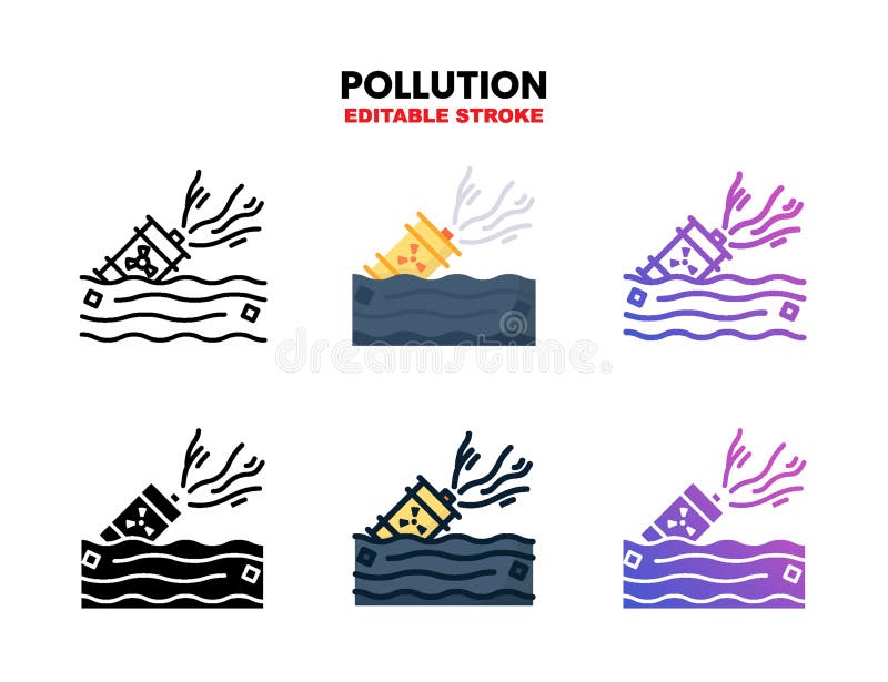 Pollution Icon Set with Different Styles. Stock Vector - Illustration ...