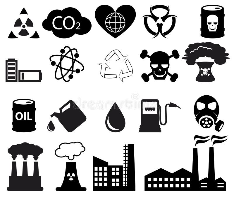 Pollution Icons Set stock vector. Illustration of chemical - 49171610