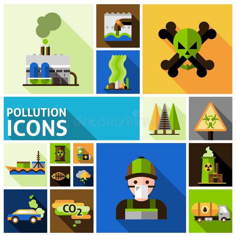 Pollution Icons Set stock vector. Illustration of chemical - 49171610