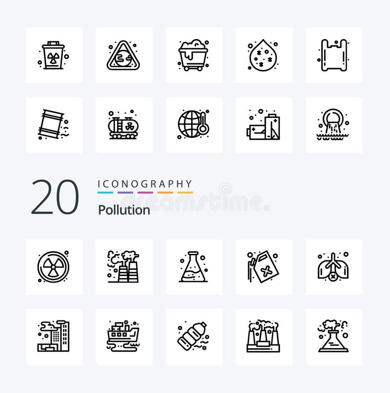 20 Pollution Line Icon Pack Like City Pollution Tube Lungs Pollution ...