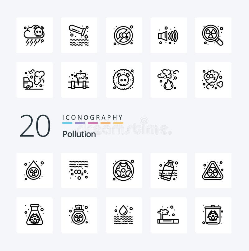 20 Pollution Line Icon Pack Like Waste Nuclear Gas Water Pollution ...