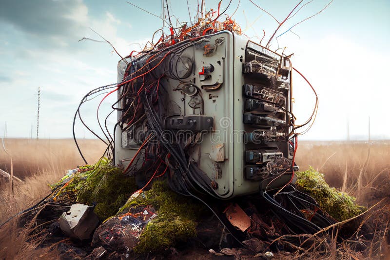 Pollution of Nature by Electrical Wires. Generative AI, Generative, AI ...