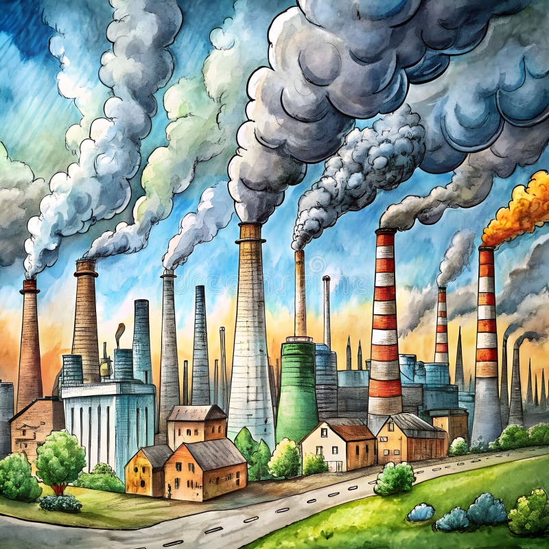 Pollution Pictures Drawing with Hand Stock Illustration - Illustration ...