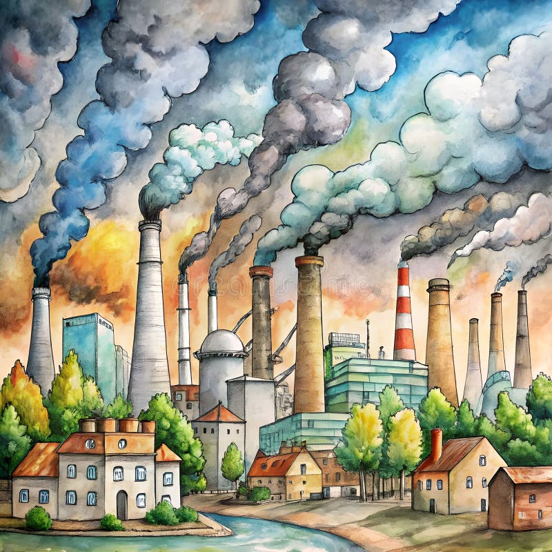Pollution Pictures Drawing with Hand Stock Illustration - Illustration ...