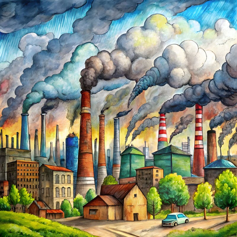 Pollution Pictures Drawing with Hand Stock Illustration - Illustration ...