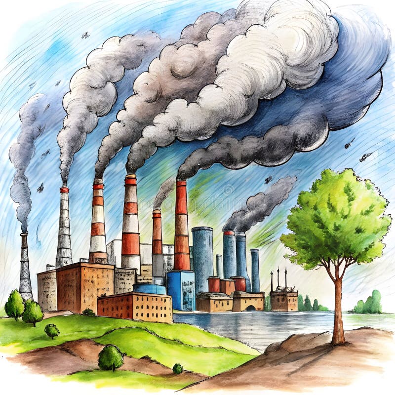 Pollution pictures drawing stock illustration. Illustration of ...