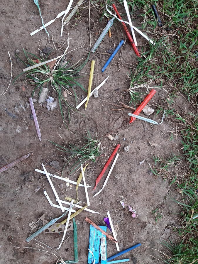 Pollution of Plastic Straw on Garden Soil. Plastic Pollution is Harmful ...