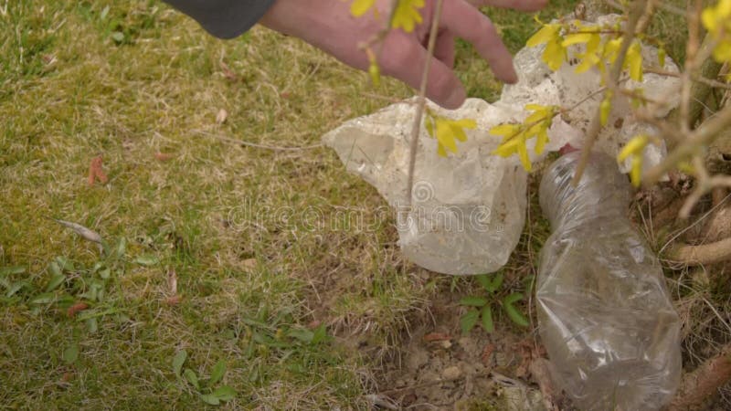 Pollution of Plastics on the Ground. Garbage Collection. Hand Cleans ...