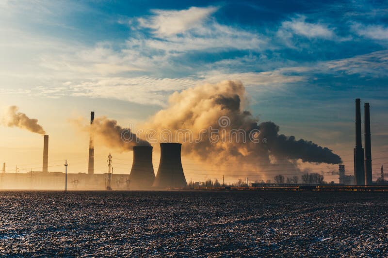 Oil refinery pollution stock photo. Image of technology - 21674996