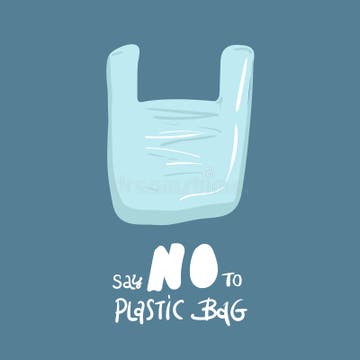 Pollution Problem Concept. Say No To Plastic Bag. Cartoon Image of ...