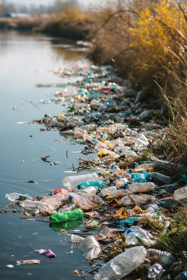 Pollution of the River Bank with Garbage Stock Photo - Image of pile ...