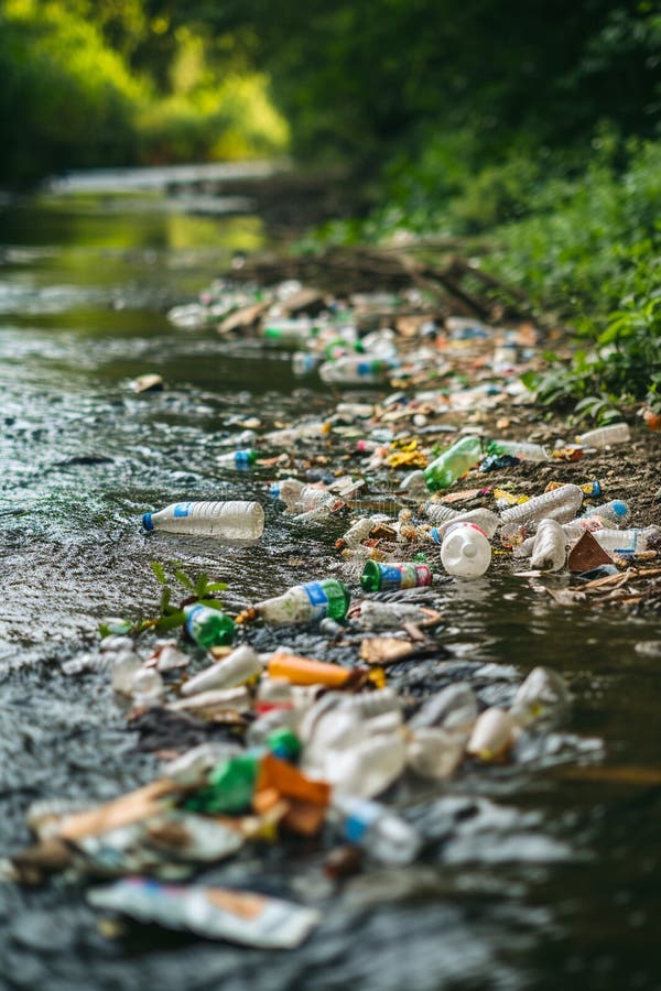 Pollution of the River Bank with Garbage Stock Photo - Image of ...