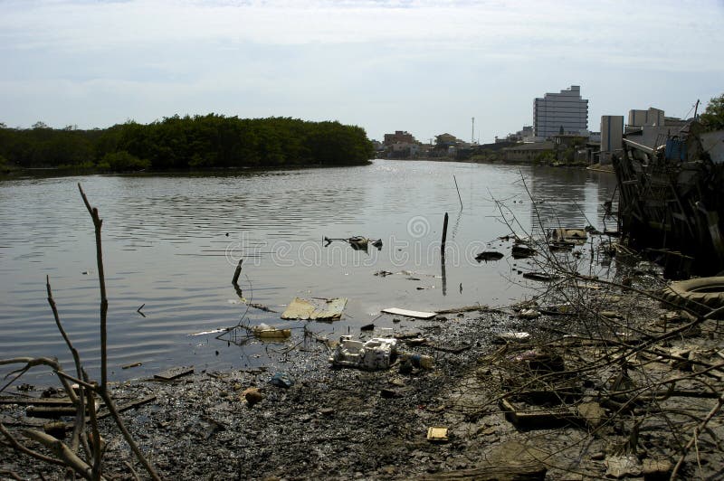 Pollution of Rivers with Sewage and Plastic Waste. Stock Photo - Image ...