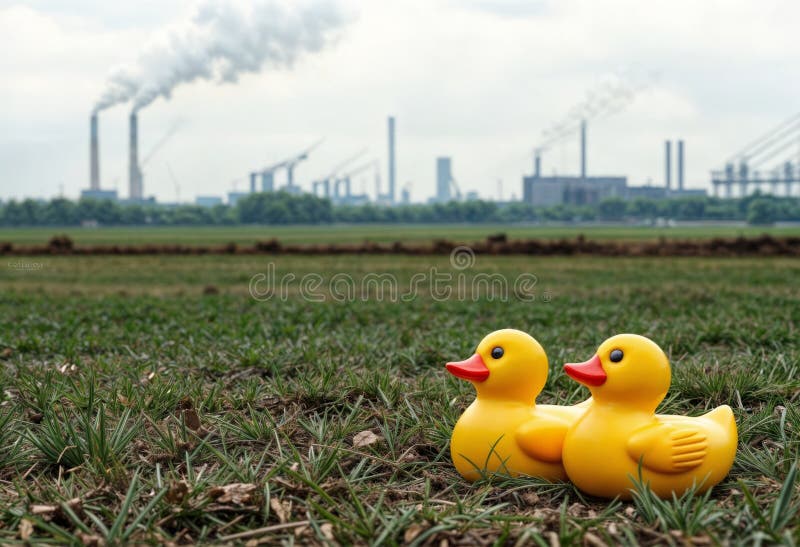 Pollution Rubber Duck Factory Field Climate Message Toy Concept Stock ...