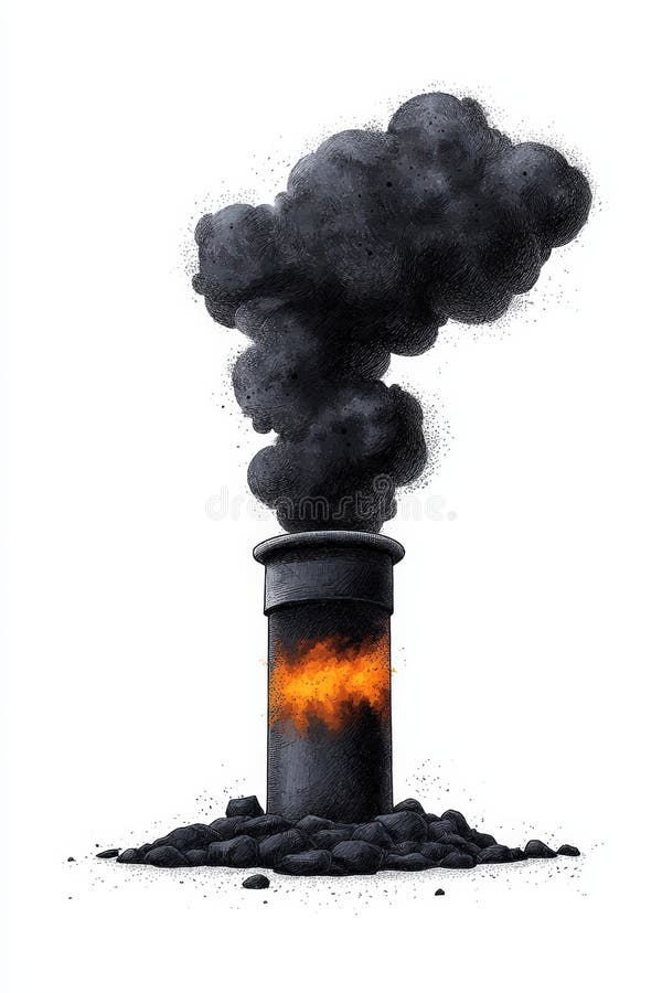 Pollution Smoke Stack on White Background Stock Illustration ...