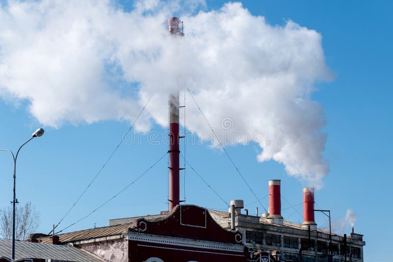 Pollution, Smoke and Steam Discharged from an Stock Image - Image of ...