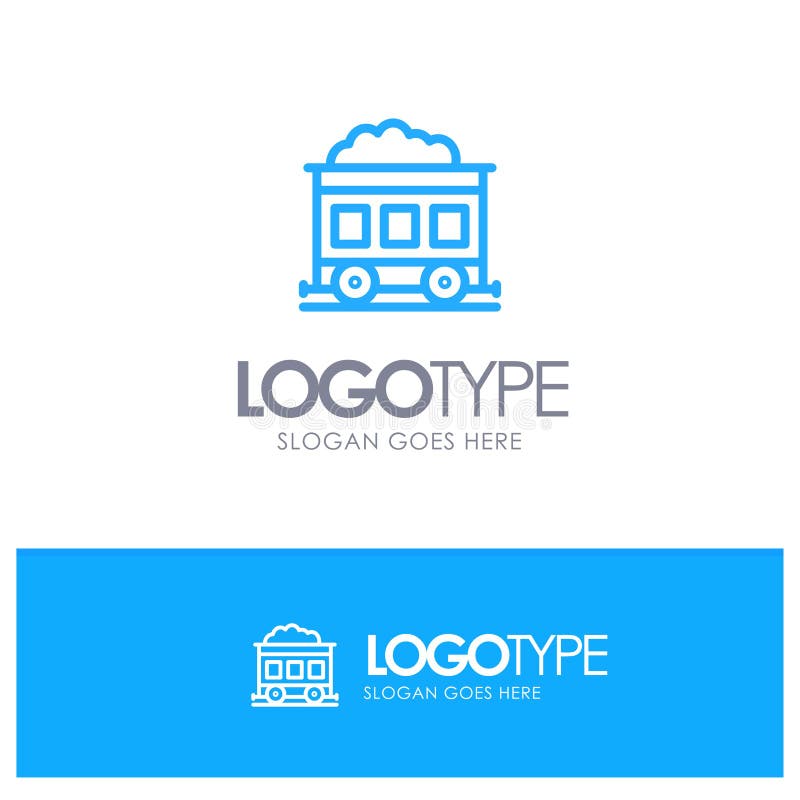 Pollution, Train, Transport Blue OutLine Logo with Place for Tagline ...