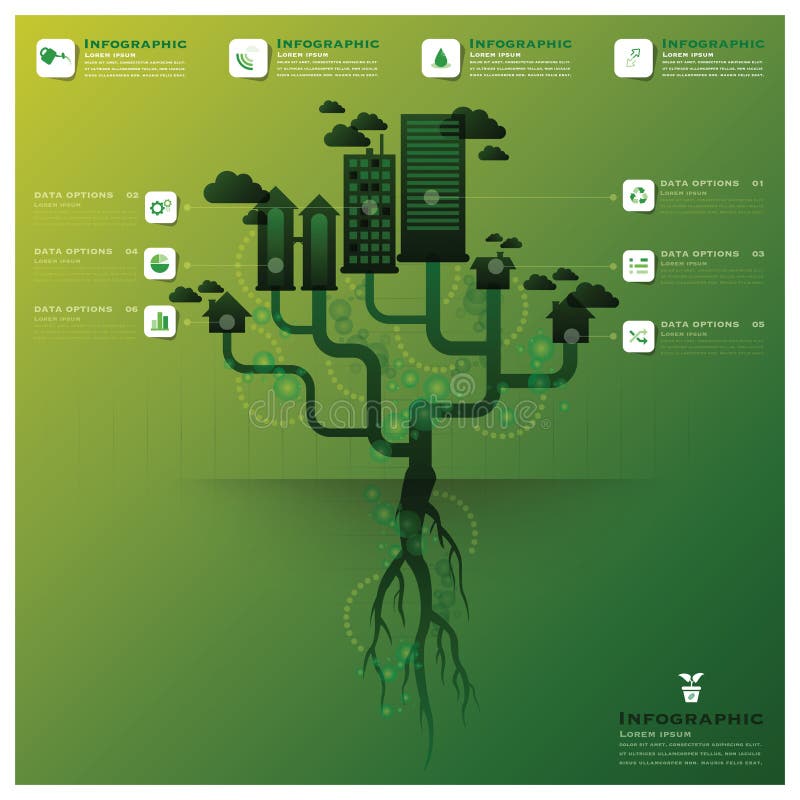 Pollution Tree and Root Infographic Design Template Stock Vector ...