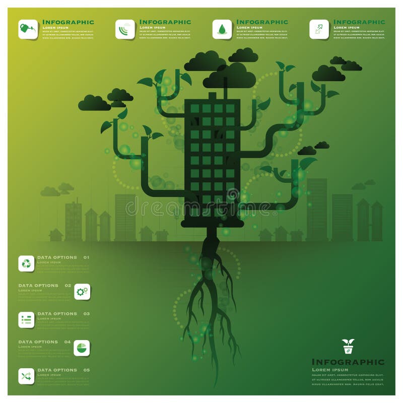 Pollution Tree and Root Infographic Design Template Stock Vector ...