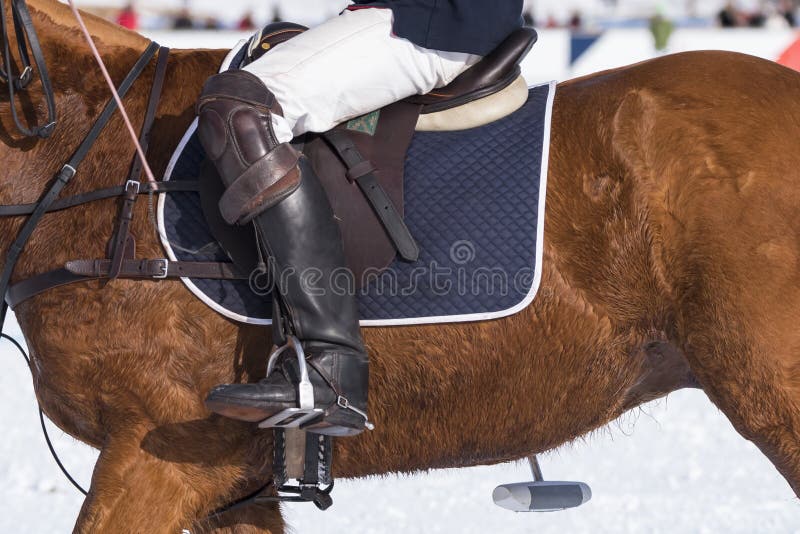 Polo saddle stock photo. Image of chukker, snow, player - 85329552