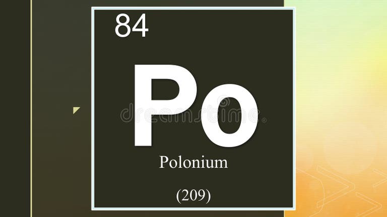 Polonium Chemical Element Symbol on Black Yellow Solid and Gradient ...