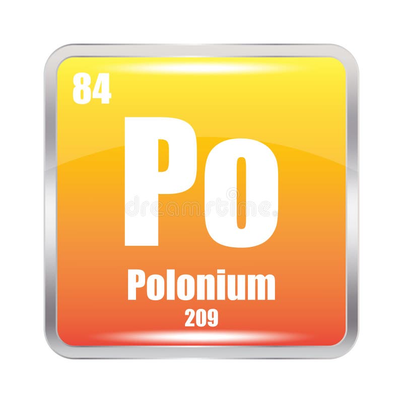 Polonium Icon. Po Chemical Element. Atomic Number 84. Mass 209. Yellow ...
