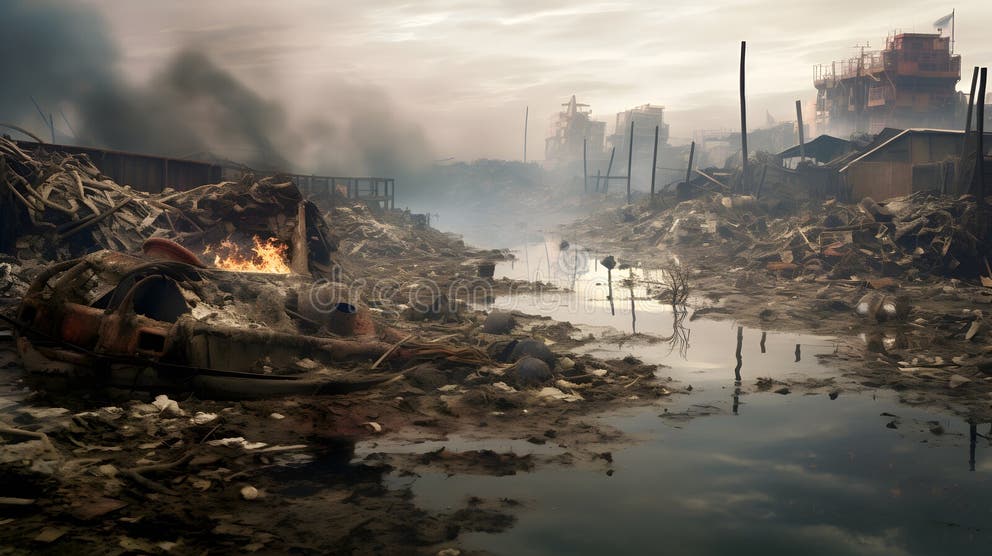 Polution Devastating Effects To Environment And Planet Earth Stock
