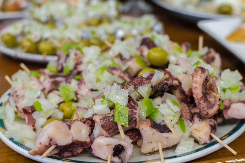 Polvo Pincho De Pulpo Culinária Basque Do País Gastronomia Espanhola ...