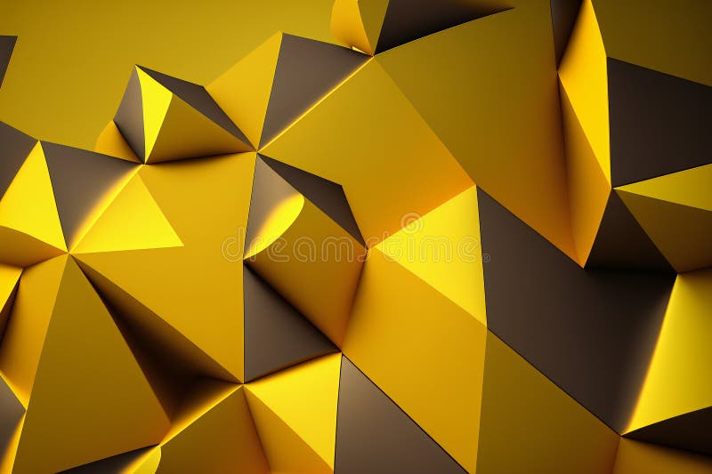 Low Poly Yellow Pattern, Digital Illustration Painting, Abstract ...
