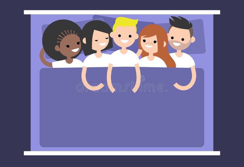 Polyamory Conceptual Illustration. a Group of Young People Lying Stock ...