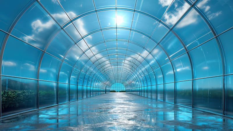 Polycarbonate Arched Empty Greenhouse, Abstract Background. Generative ...