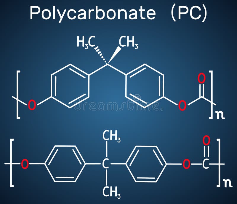 Polycarbonate PC Thermoplastic Polymer Molecule. Structural Chemical ...