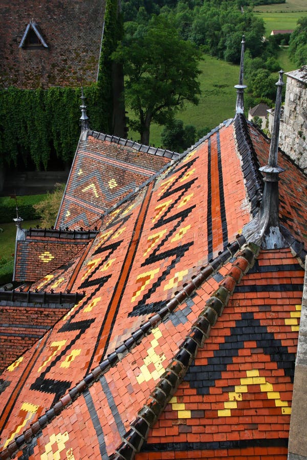Polychromatic roofs stock image. Image of castle, burgundy - 20057505