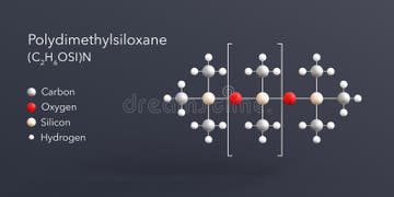 Polydimethylsiloxane Molecule 3d Rendering, Flat Molecular Structure ...