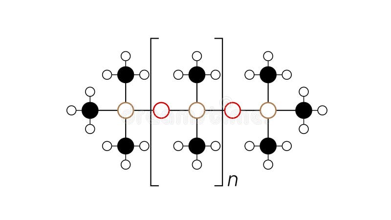 Polydimethylsiloxane Molecule, Structural Chemical Formula, Ball-and ...